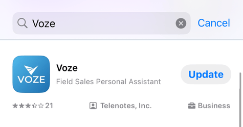 How do I update my Voze app?